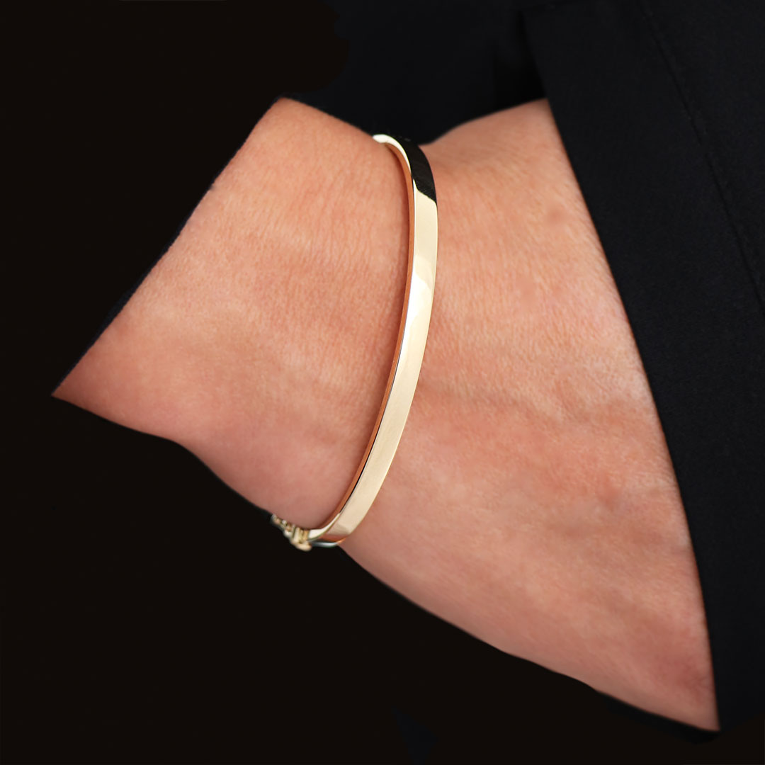 Solid Gold Rectangle Bangle
