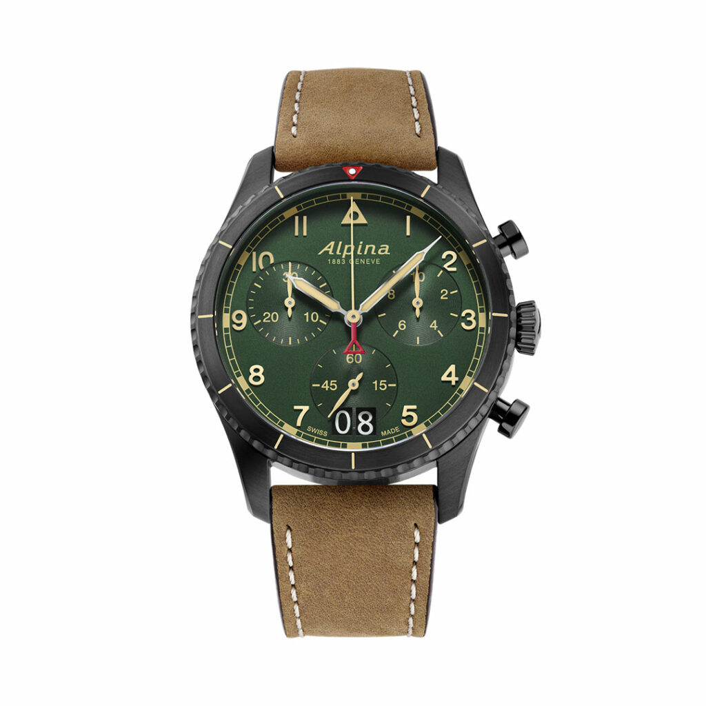 Alpina Startimer Pilot Leather Green Dial Watch AL-372GR4FBS26